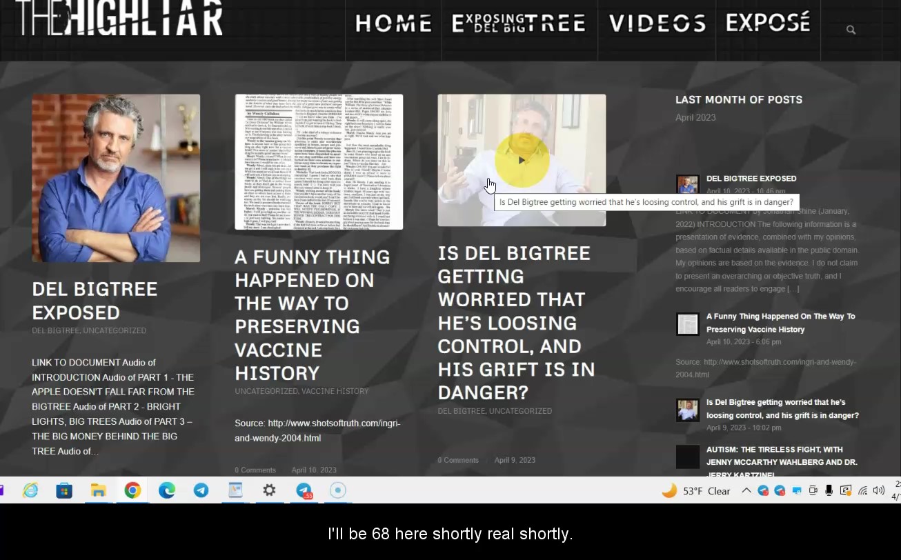 Check Out My Newest Website "DelBigtreeExposed.com" - Greg Wyatt and the Truth About Jabs